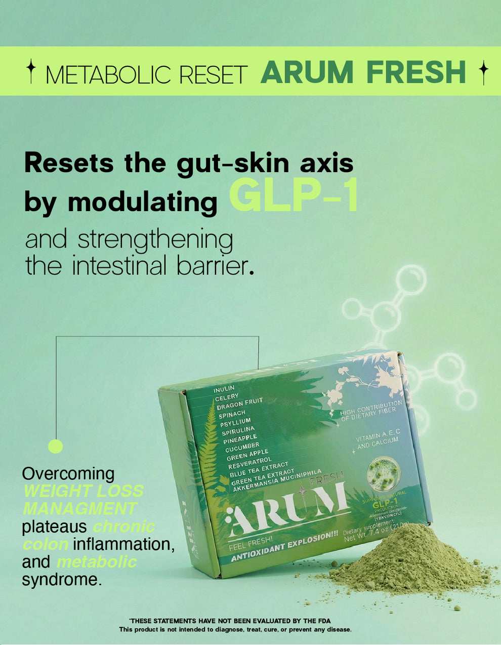 ARUM Fresh — Natural GLP-1 Activator Green Detox Powder | Gut Health ...